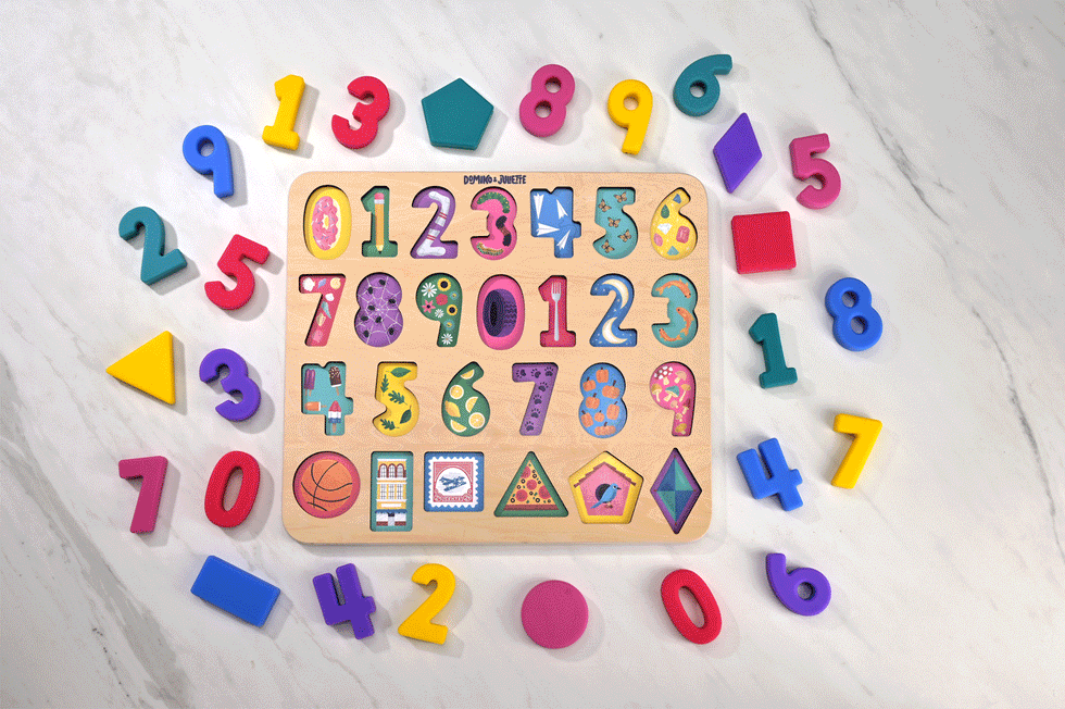 123 Find & Fit: Wooden Number Puzzle Board with Easy-to-Grab Silicone ...